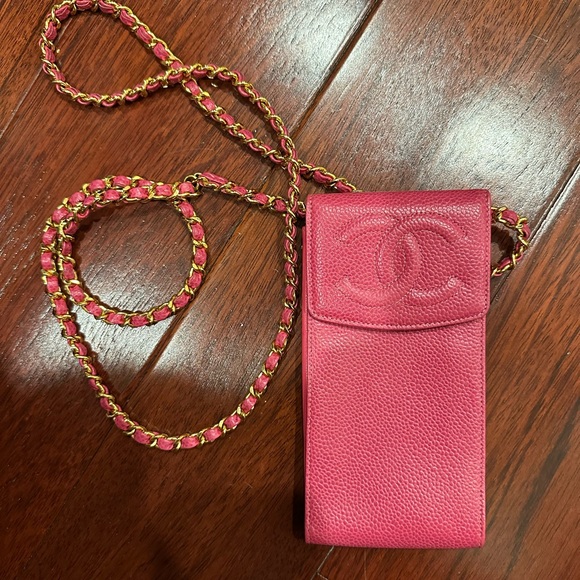 CHANEL | Cell Phones & Accessories | Chanel Fuchsia Leather Phone ...